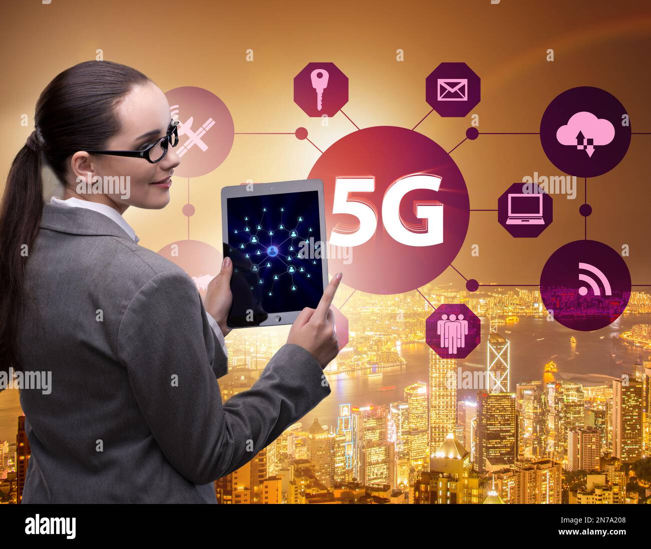 The 5g concept of internet connection technology Stock Photo - Alamy