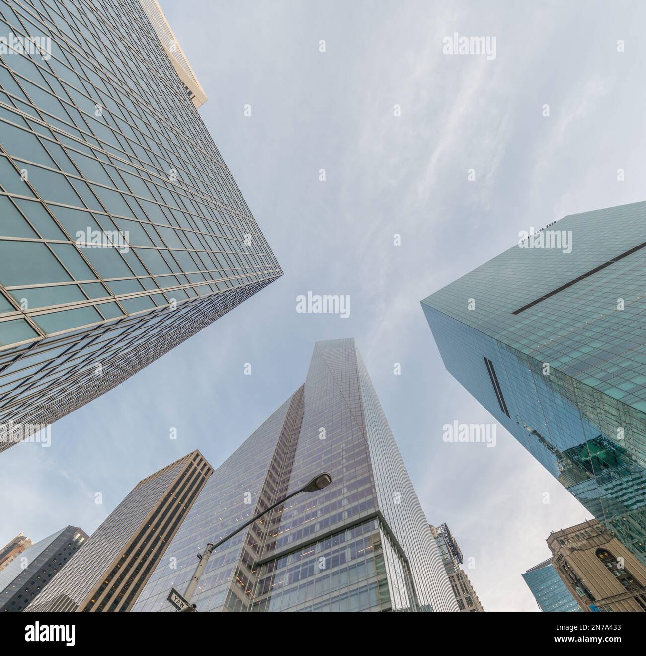 The new york skyscrapers vew from street level Stock Photo - Alamy