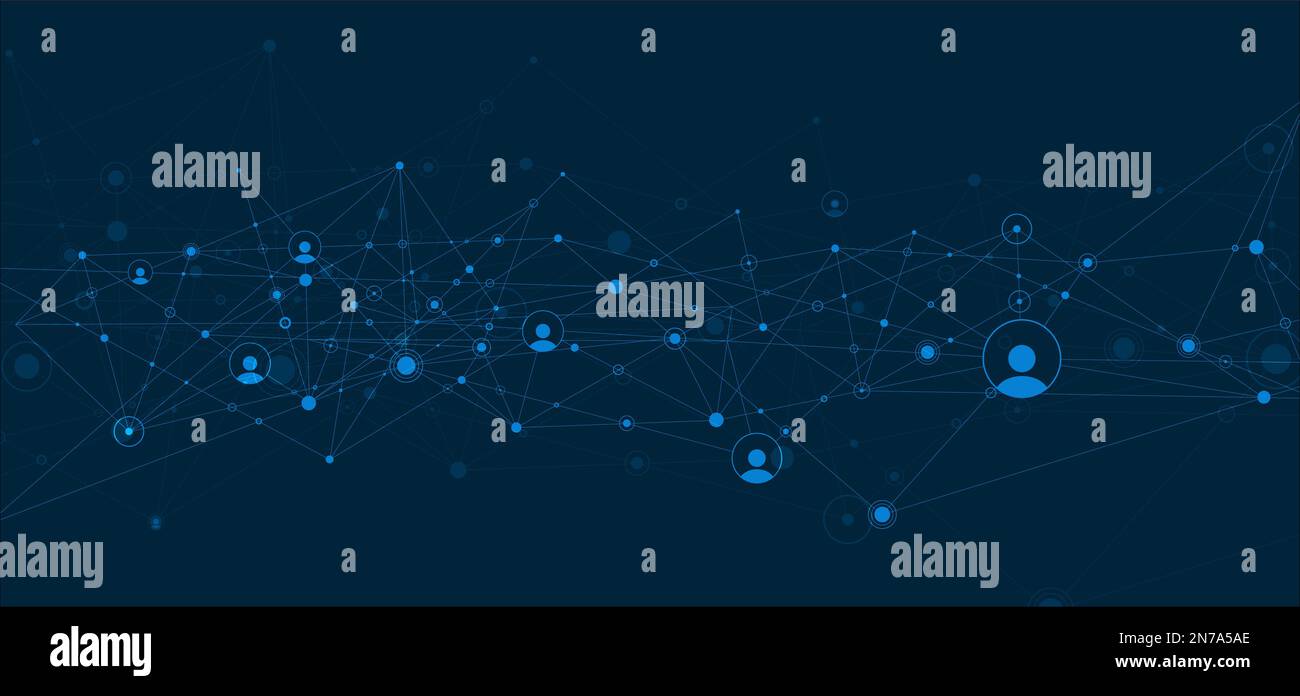 Network background. Connections with points, lines, and people icons ...