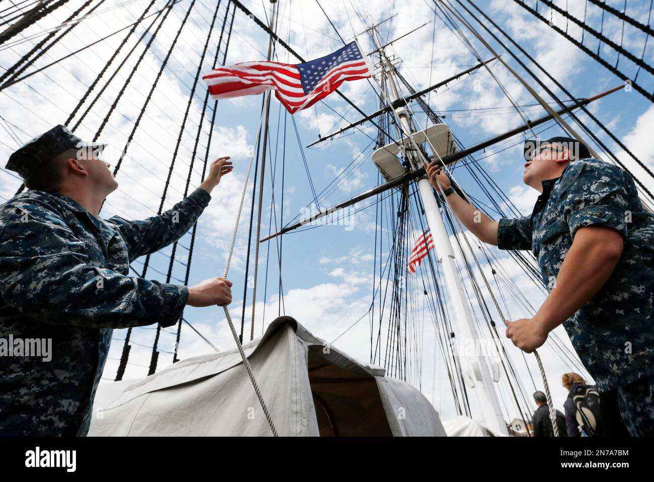 Navy airman Nathan McCutcheon, right, of Burton, Ala., and PS1 James ...