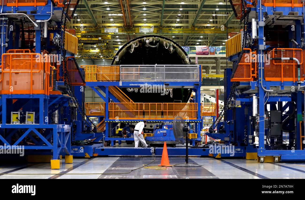 In this Wednesday, May 29, 2013, photo, a portion of the fuselage of a ...