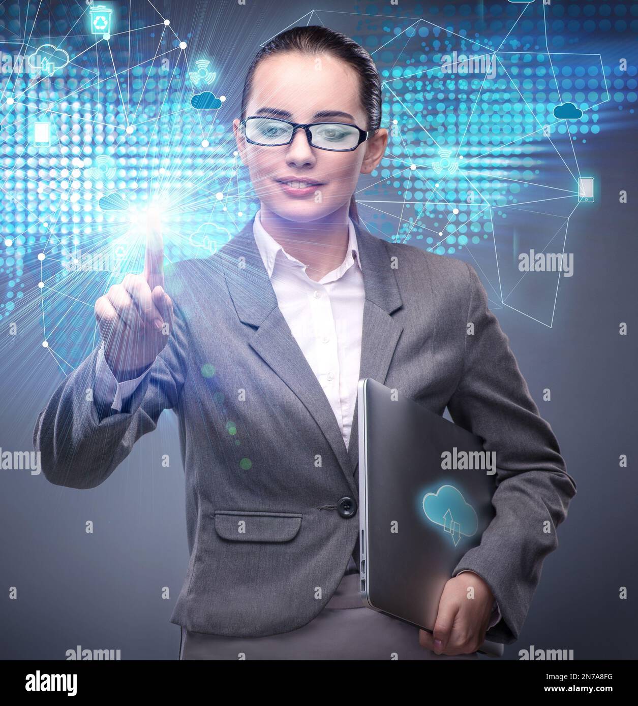 The cloud computing concept in technology collage Stock Photo - Alamy