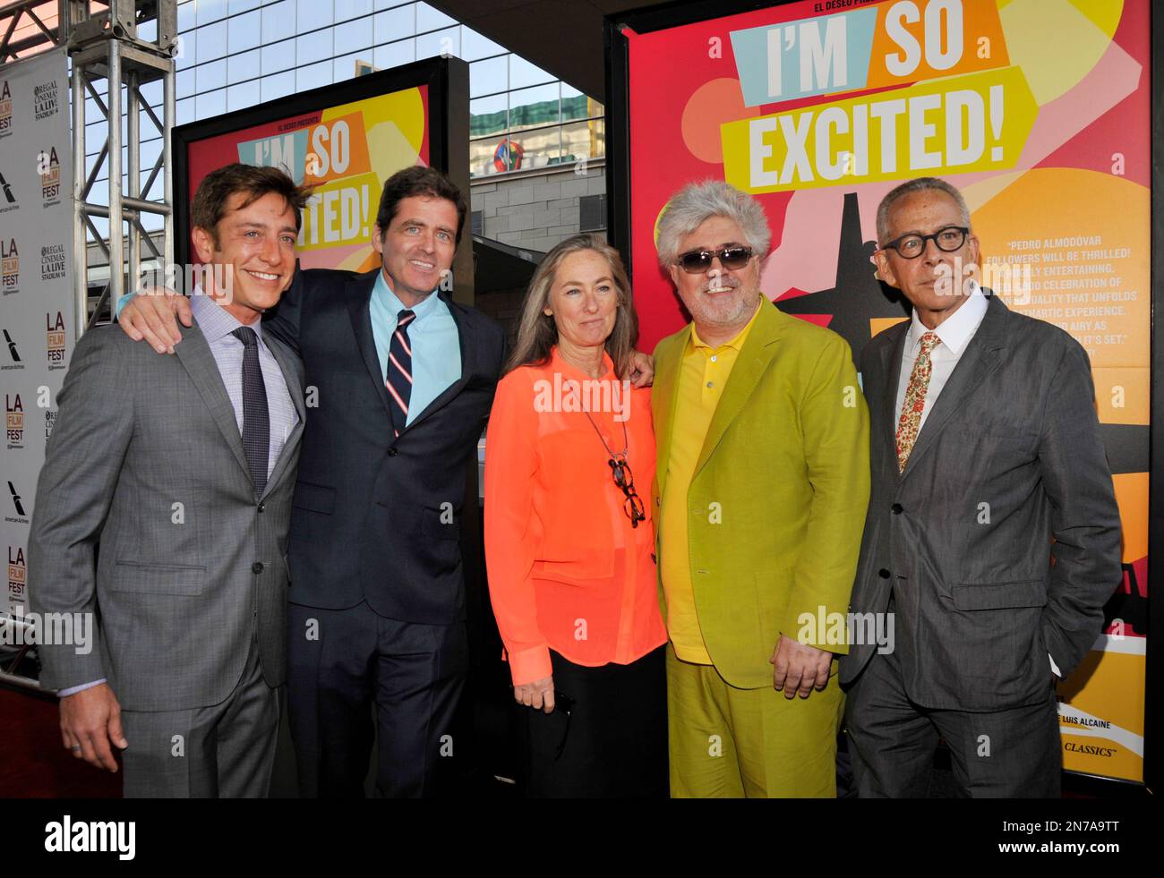 Pedro Almodovar, second from right, director of "I'm So Excited," poses ...