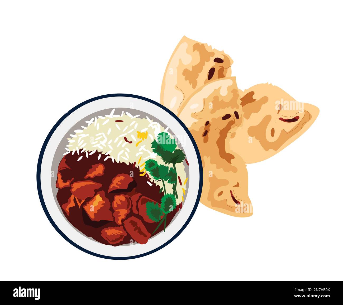 Chicken tikka curry white rice Stock Vector Images - Alamy