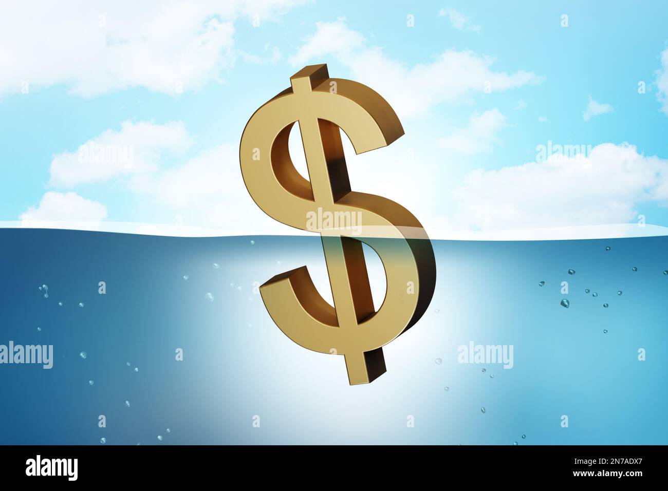 Inflation concept with the sinking dollar sign Stock Photo - Alamy