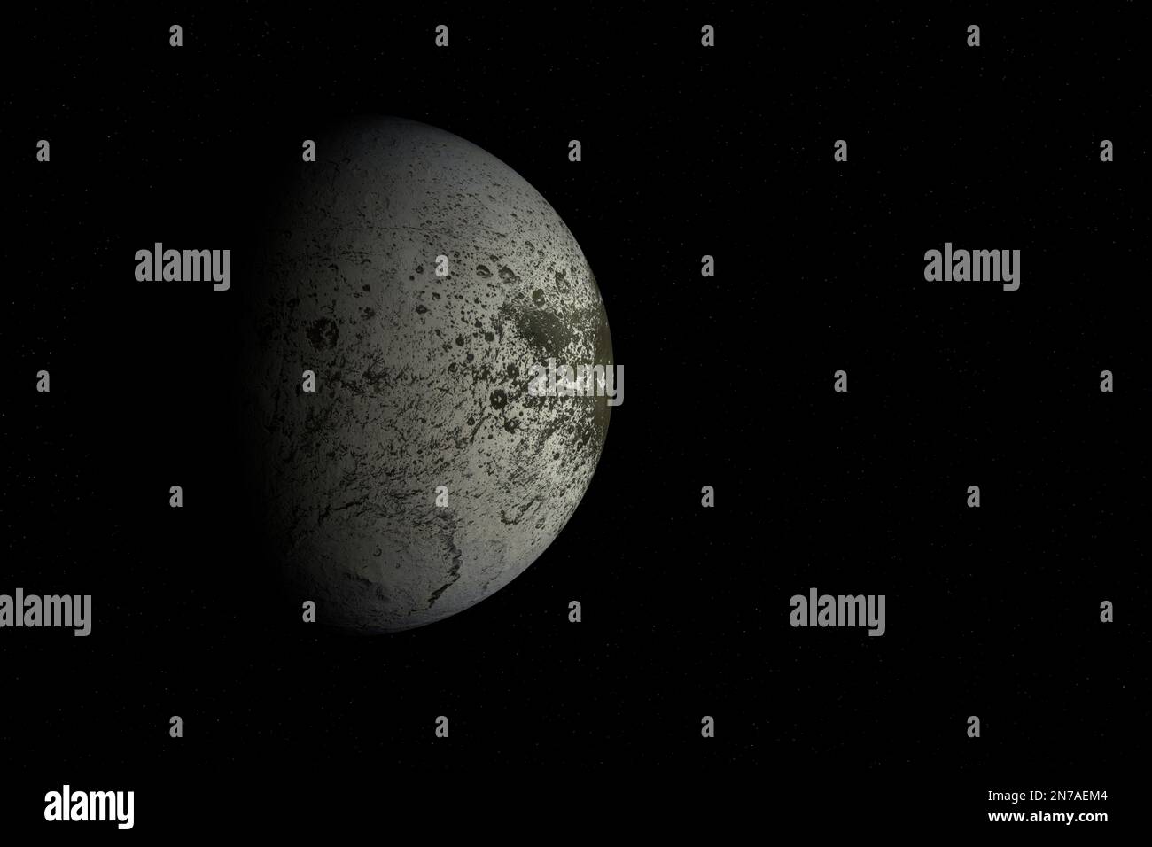 Digitally generated photograph of Iapetus, one of the moon of Saturn ...