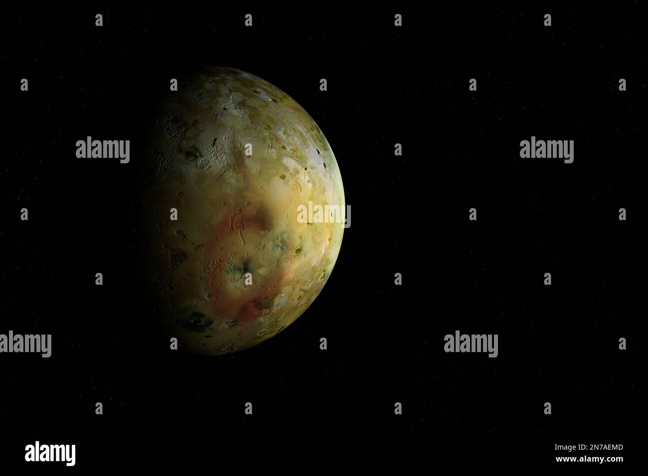 Digitally generated photograph of the Io, the moon of Jupiter Stock ...