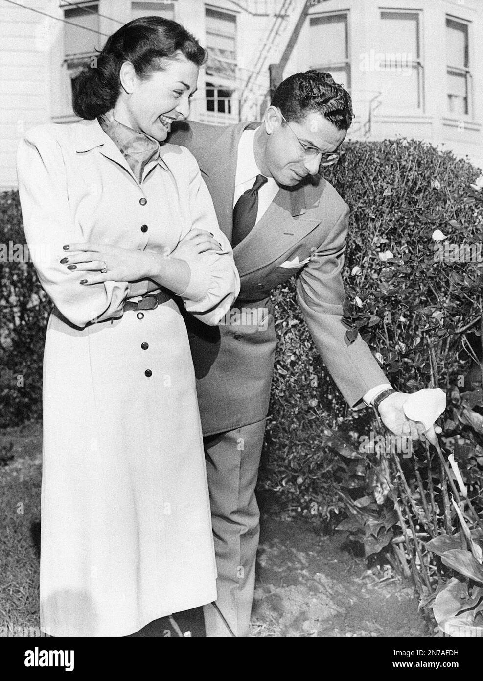 Dom DiMaggio, Boston Red Sox outfielder, and his fiancee Emily ...