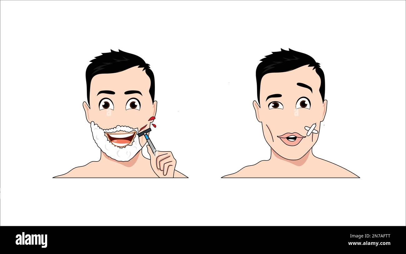 Man Who Cuts Himself Shaving vector illustration Free Vector Stock ...