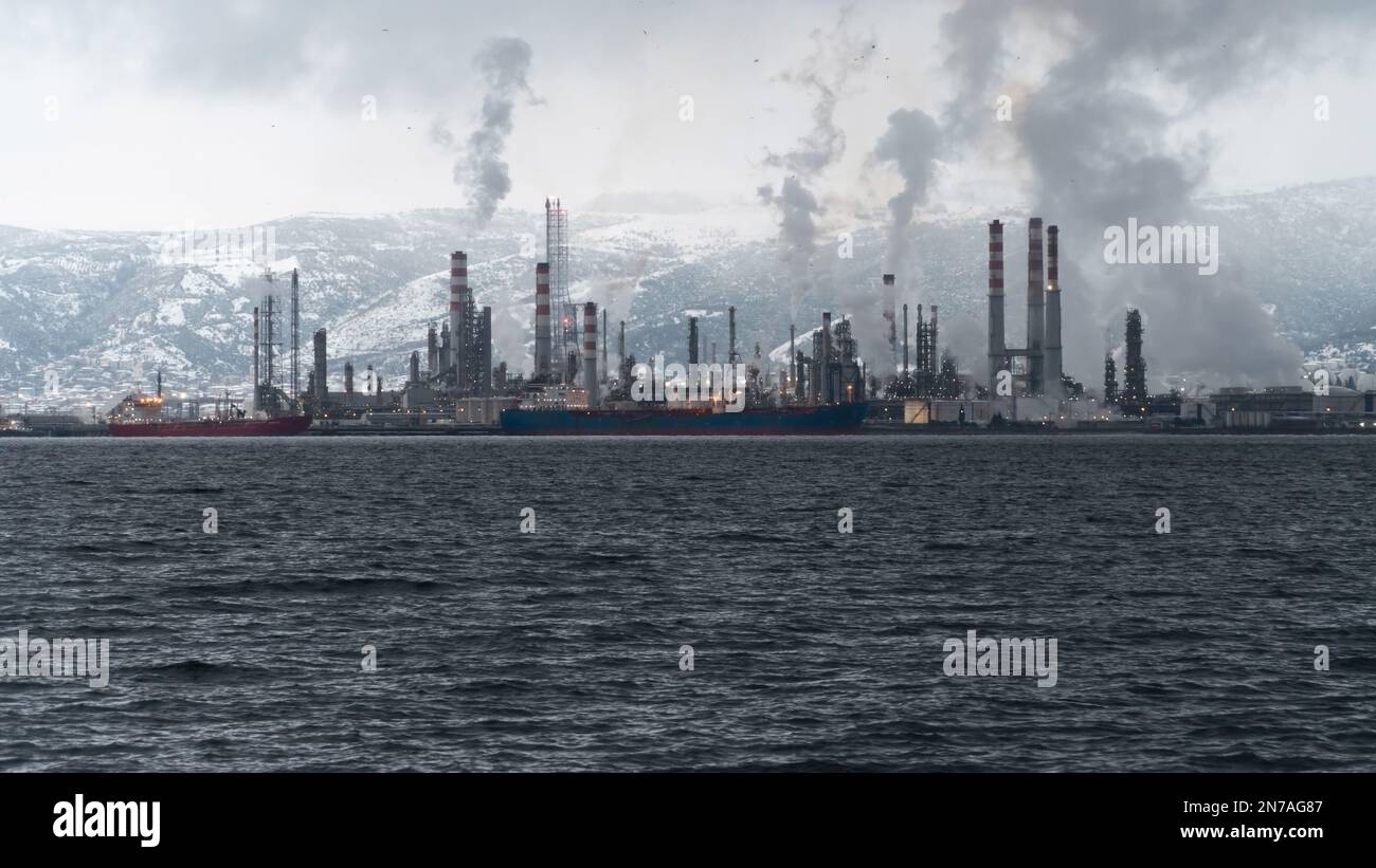 Environmental pollution. Toxic chemical gases releasing to atmosphere ...