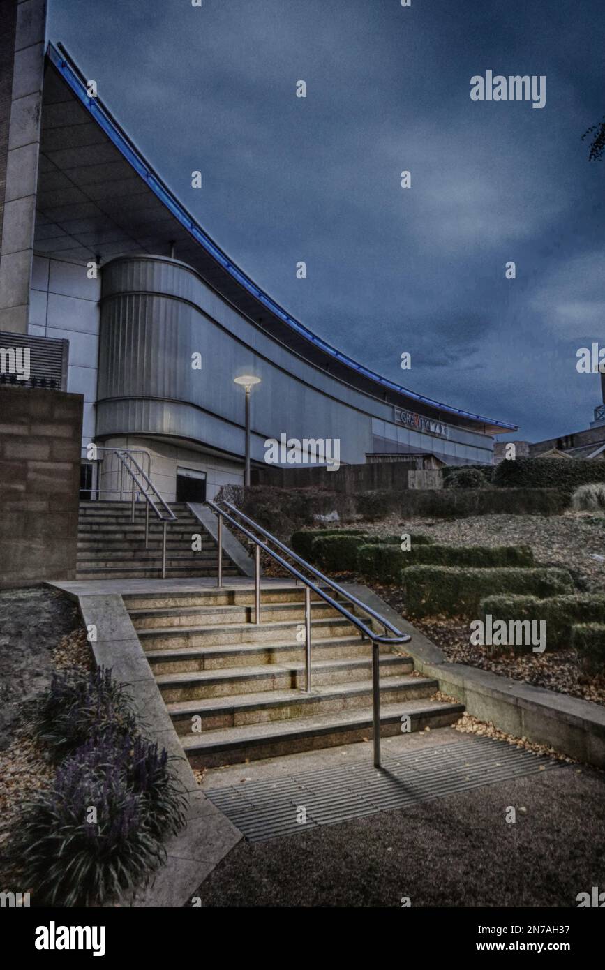 Empty Liverpool streets lit at night Stock Photo - Alamy