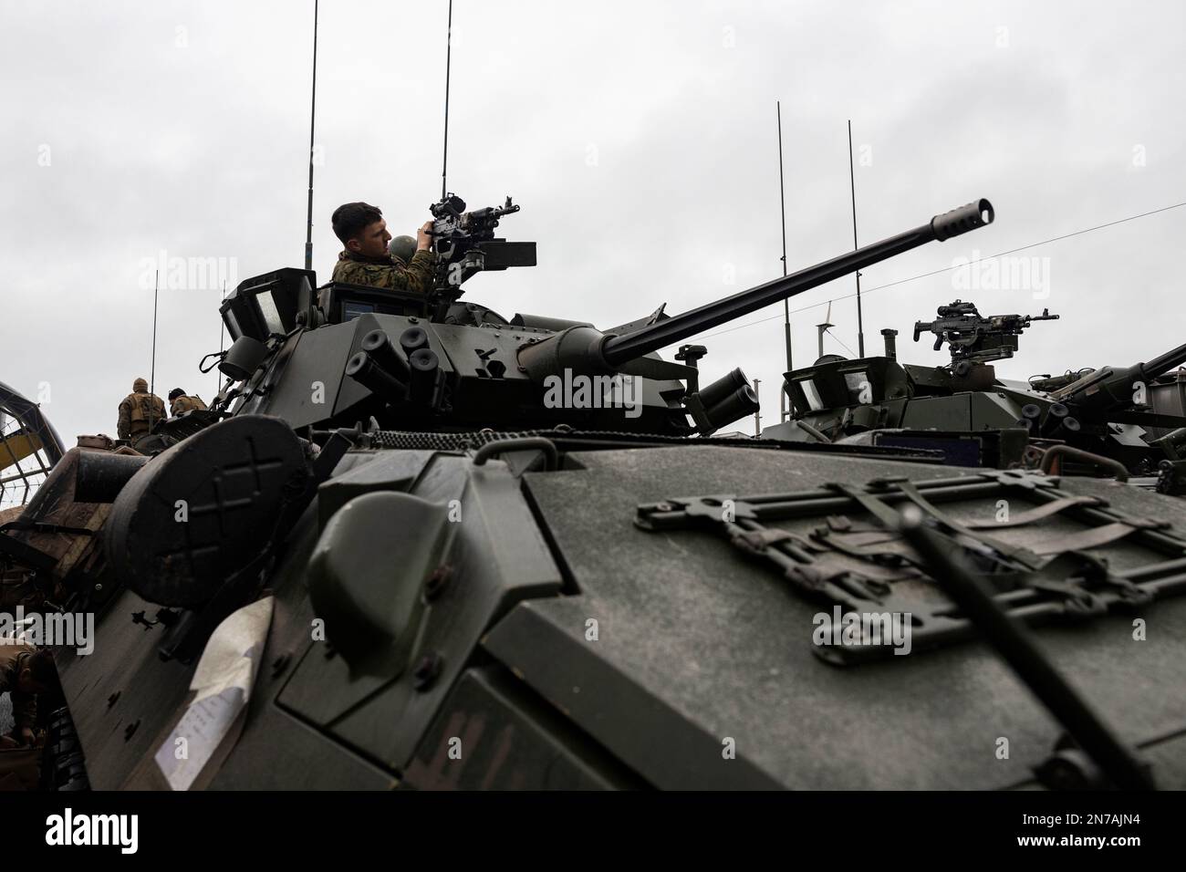 A U.S. Marine Corps Light Armored Vehicle crewman with the Battalion ...