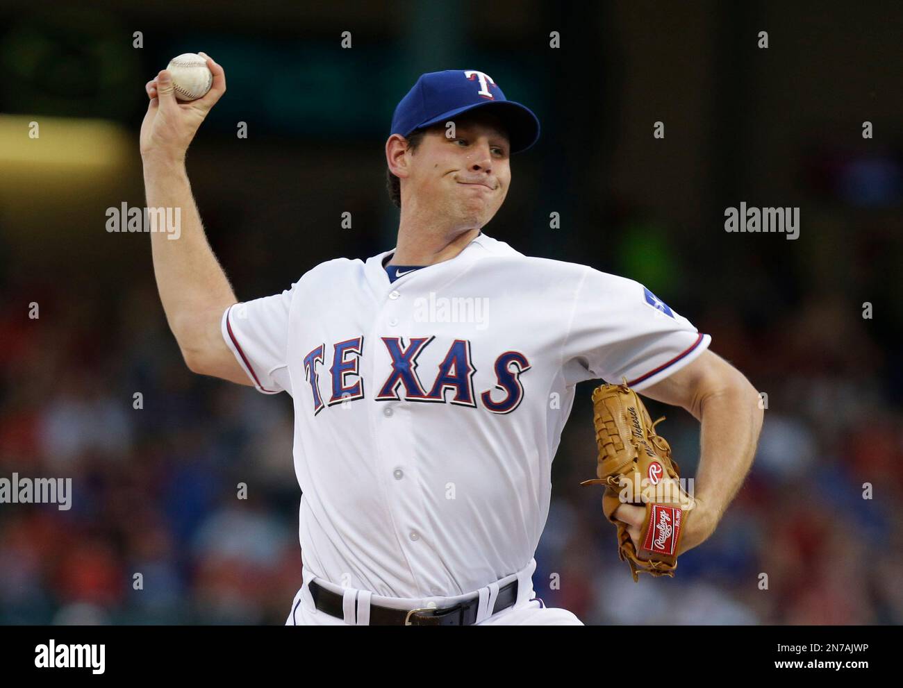 Texas Rangers starting pitcher Nick Tepesch (49) throws during the ...
