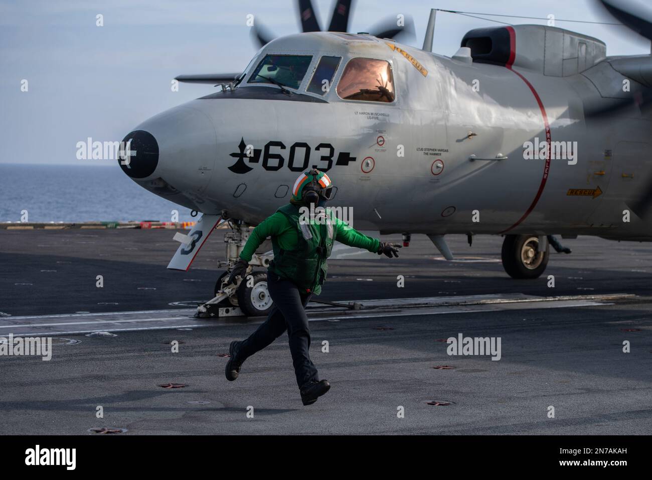 230209-N-DU622-1488 SOUTH CHINA SEA (Feb. 9, 2023) An E-2C Hawkeye from ...