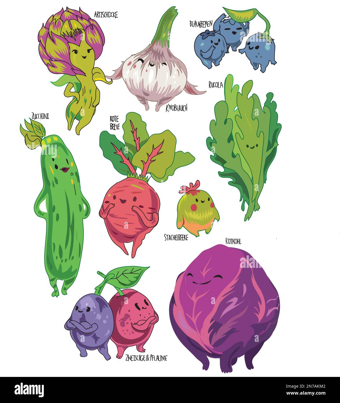 Set Funny Vegetable Cartoon Characters Pro Vector Stock Vector Image ...