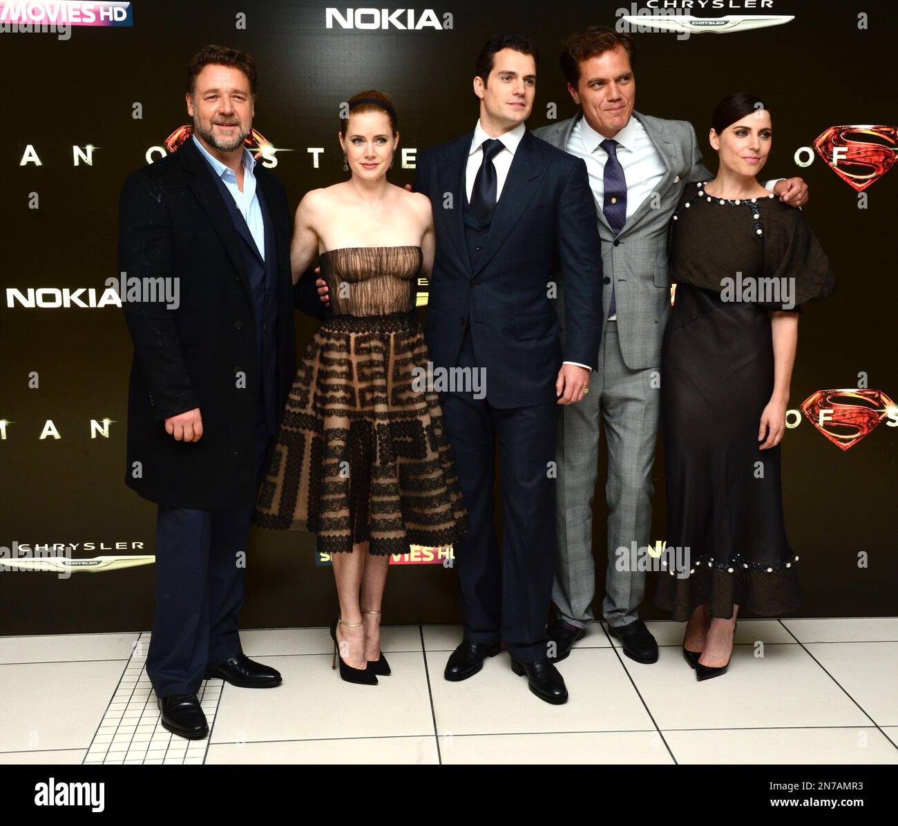 From left, Russell Crowe, Amy Adams, Henry Cavill and Michael Shannon ...