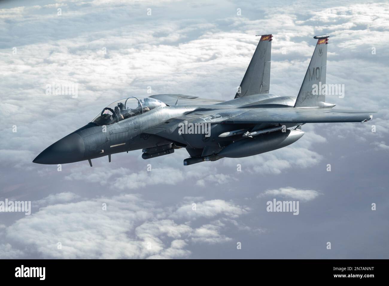 A U.S. Air Force F-15E Strike Eagle assigned to the 389th Expeditionary ...