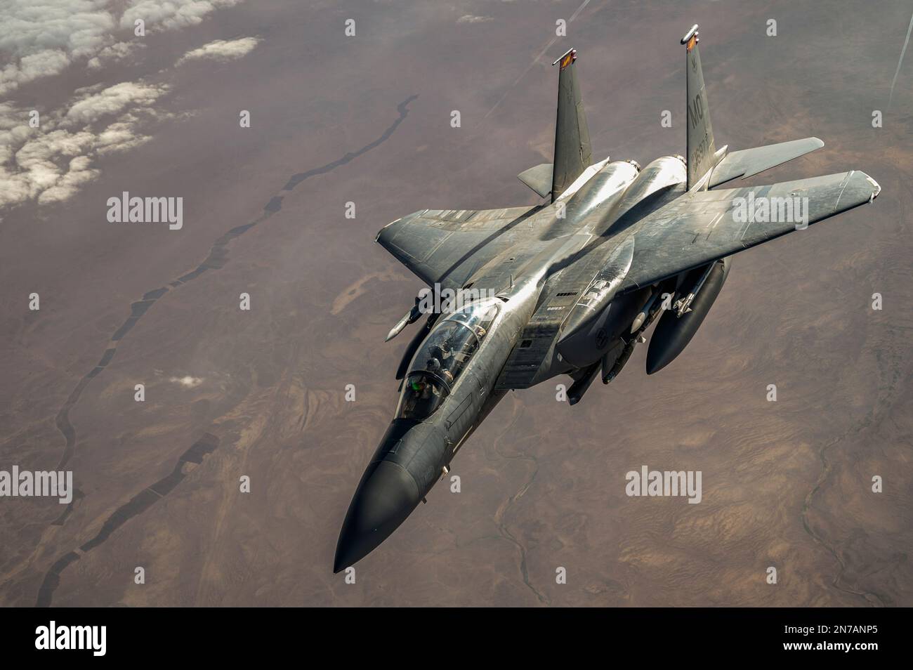 A U.S. Air Force F-15E Strike Eagle assigned to the 389th Expeditionary ...