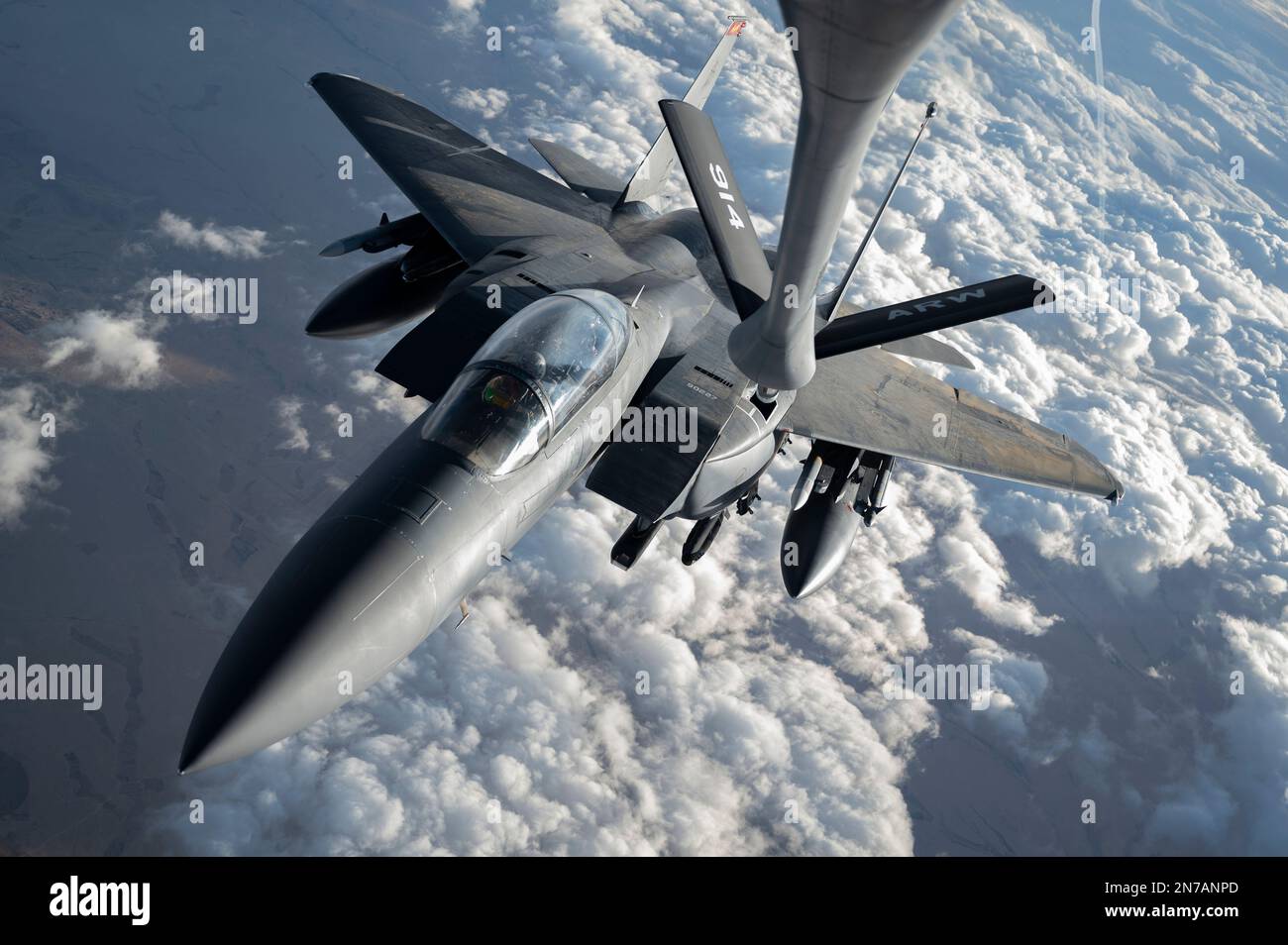 A U.S. Air Force F-15E Strike Eagle assigned to the 389th Expeditionary ...