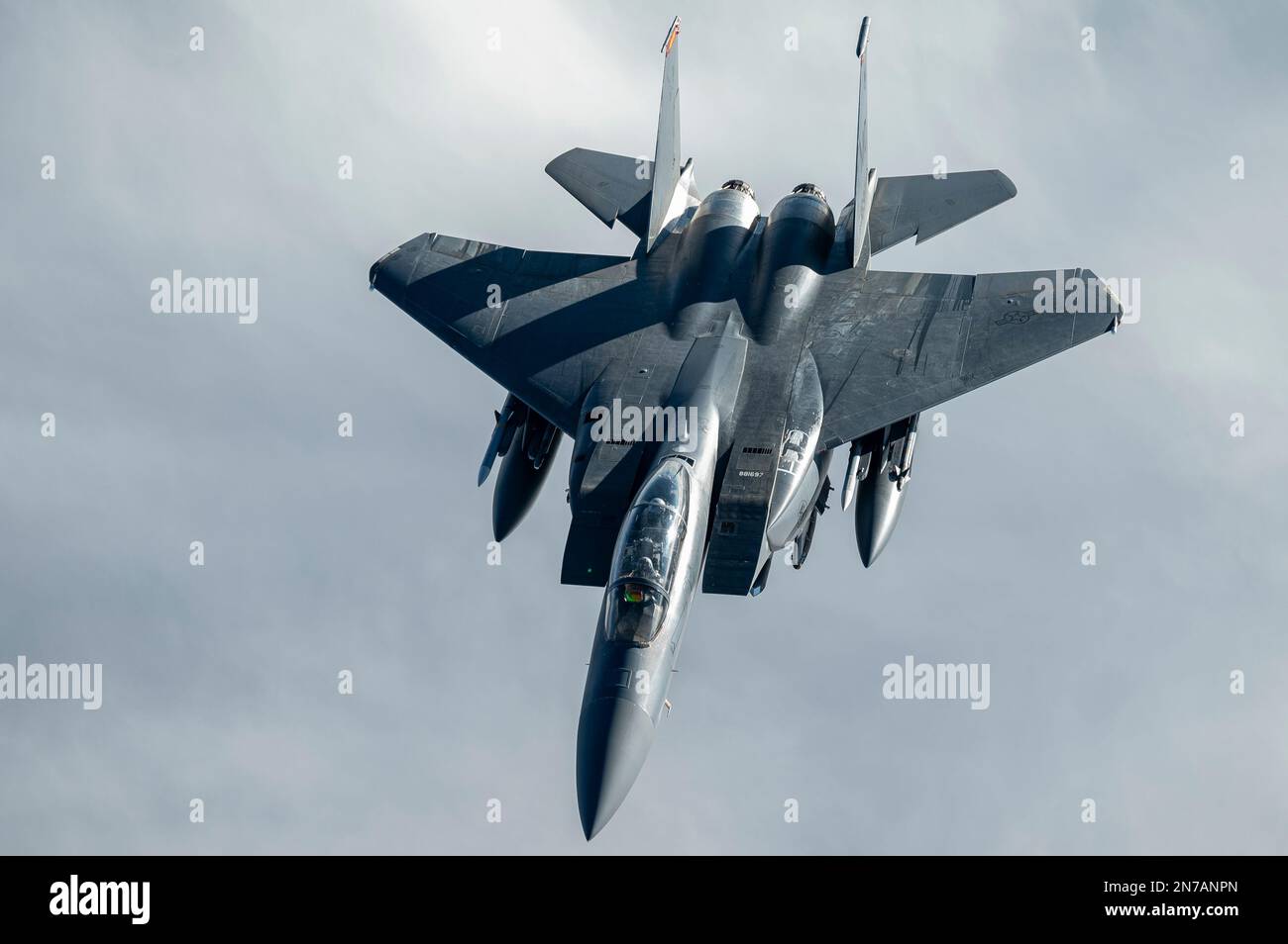 A U.S. Air Force F-15E Strike Eagle assigned to the 389th Expeditionary ...