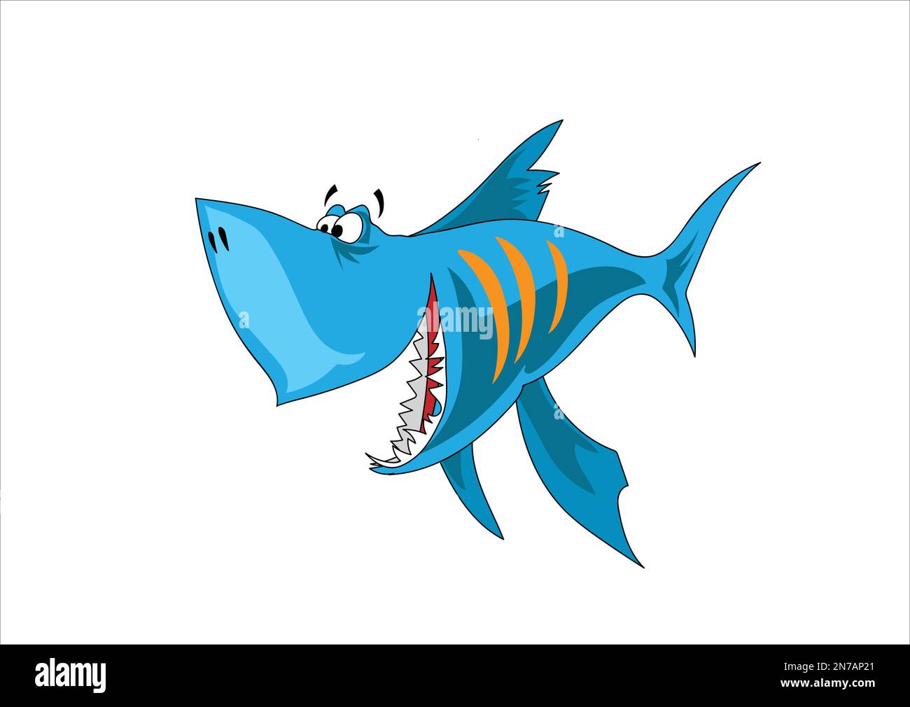 Shark fish cartoon vector illustration on white background Stock Vector ...