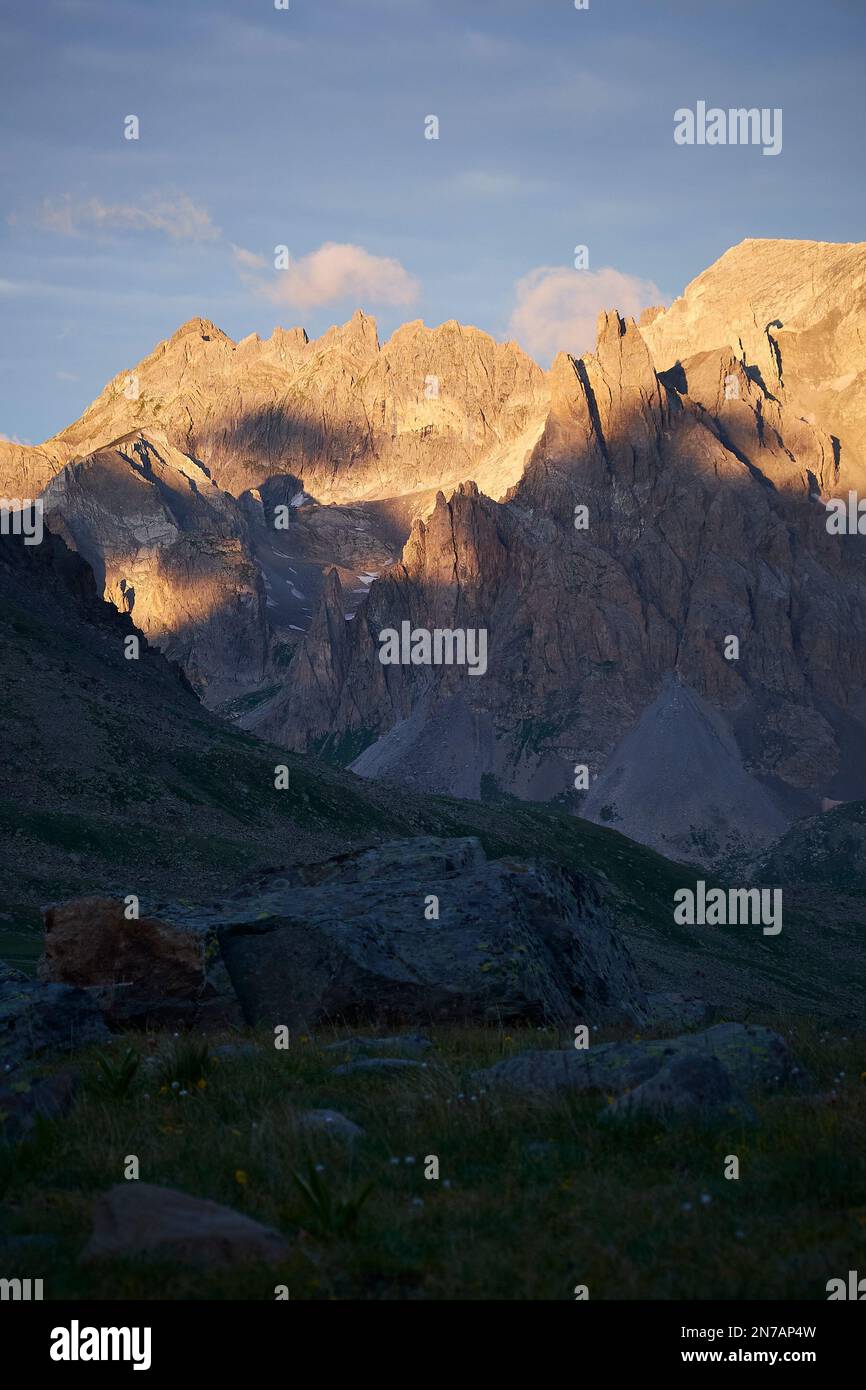 A beautiful view of splendid and magnificent rocky French Alpes with ...