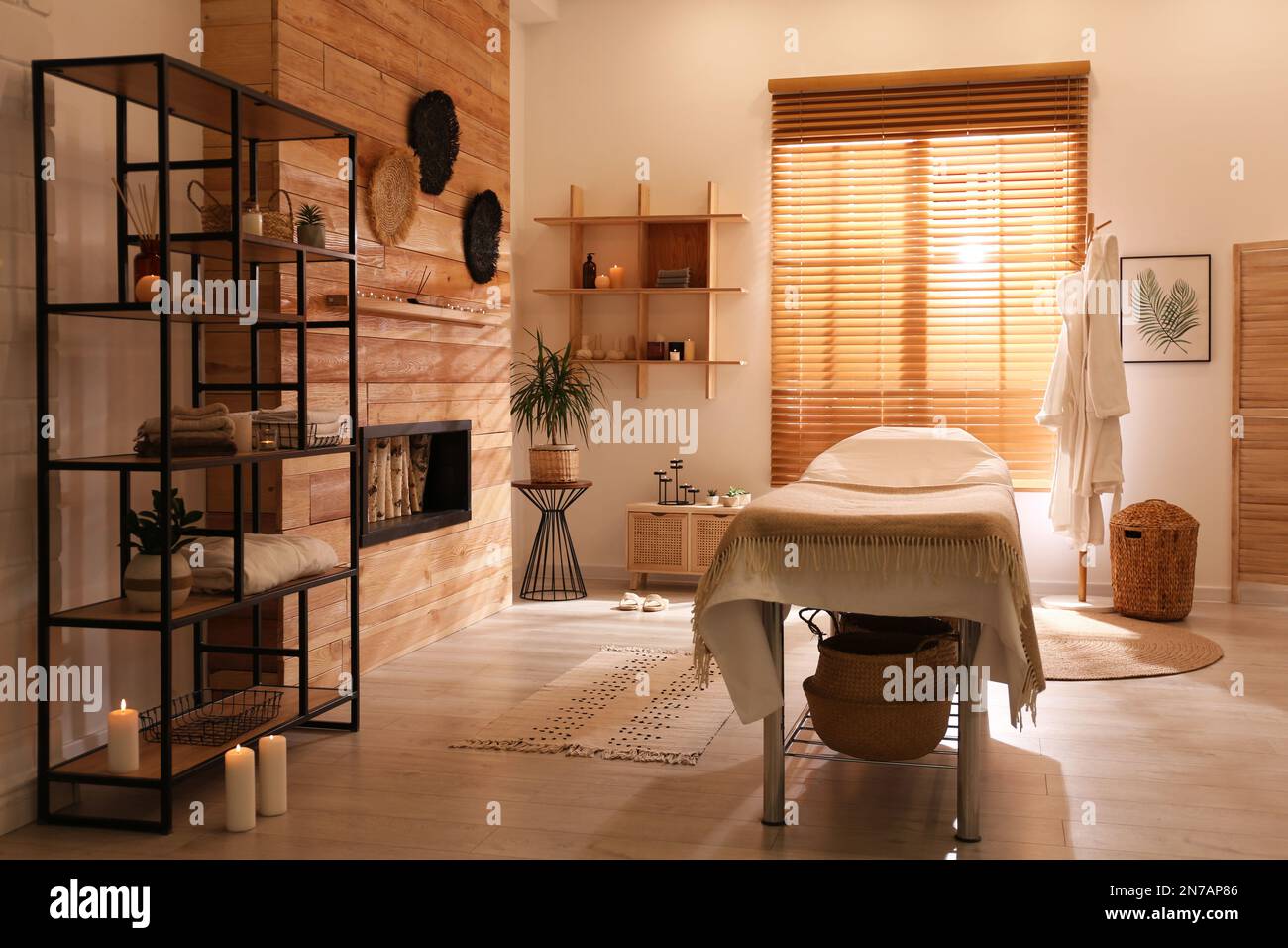Stylish massage room interior in spa salon Stock Photo - Alamy
