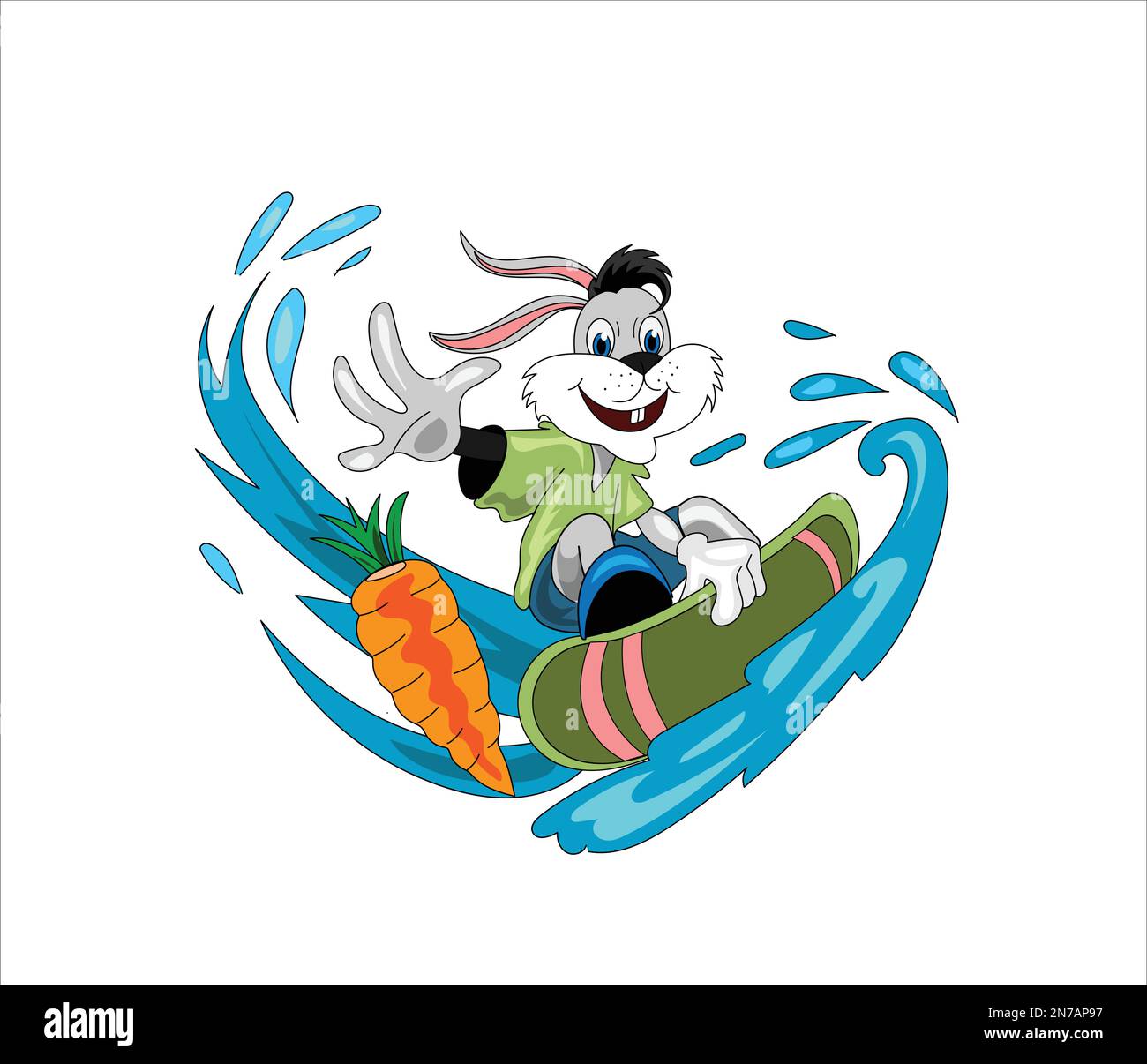Rabbit surfing in water vector Stock Vector Image & Art - Alamy