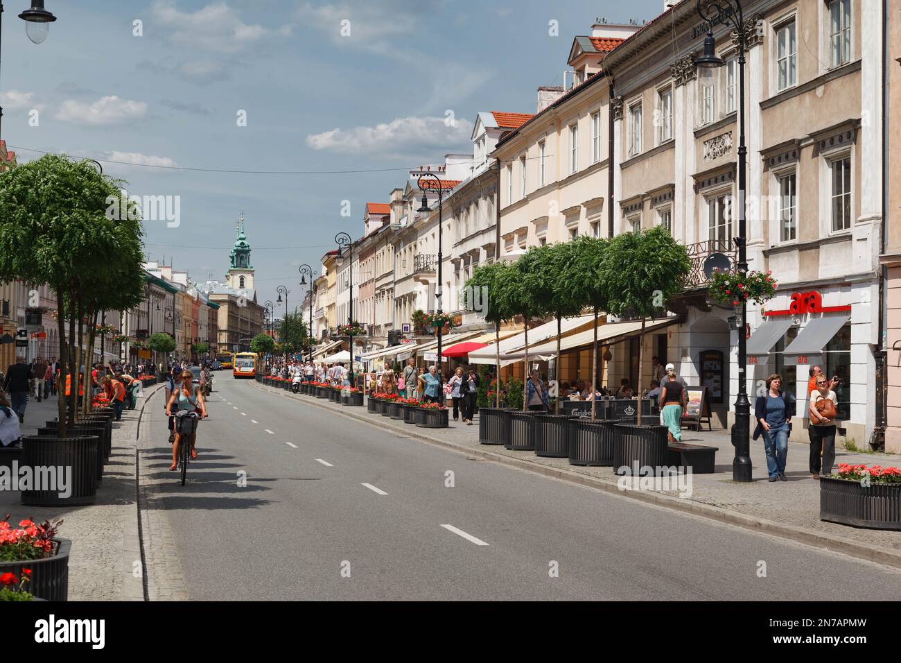 A Busy street with restaurants in Warsaw, Poland Stock Photo - Alamy