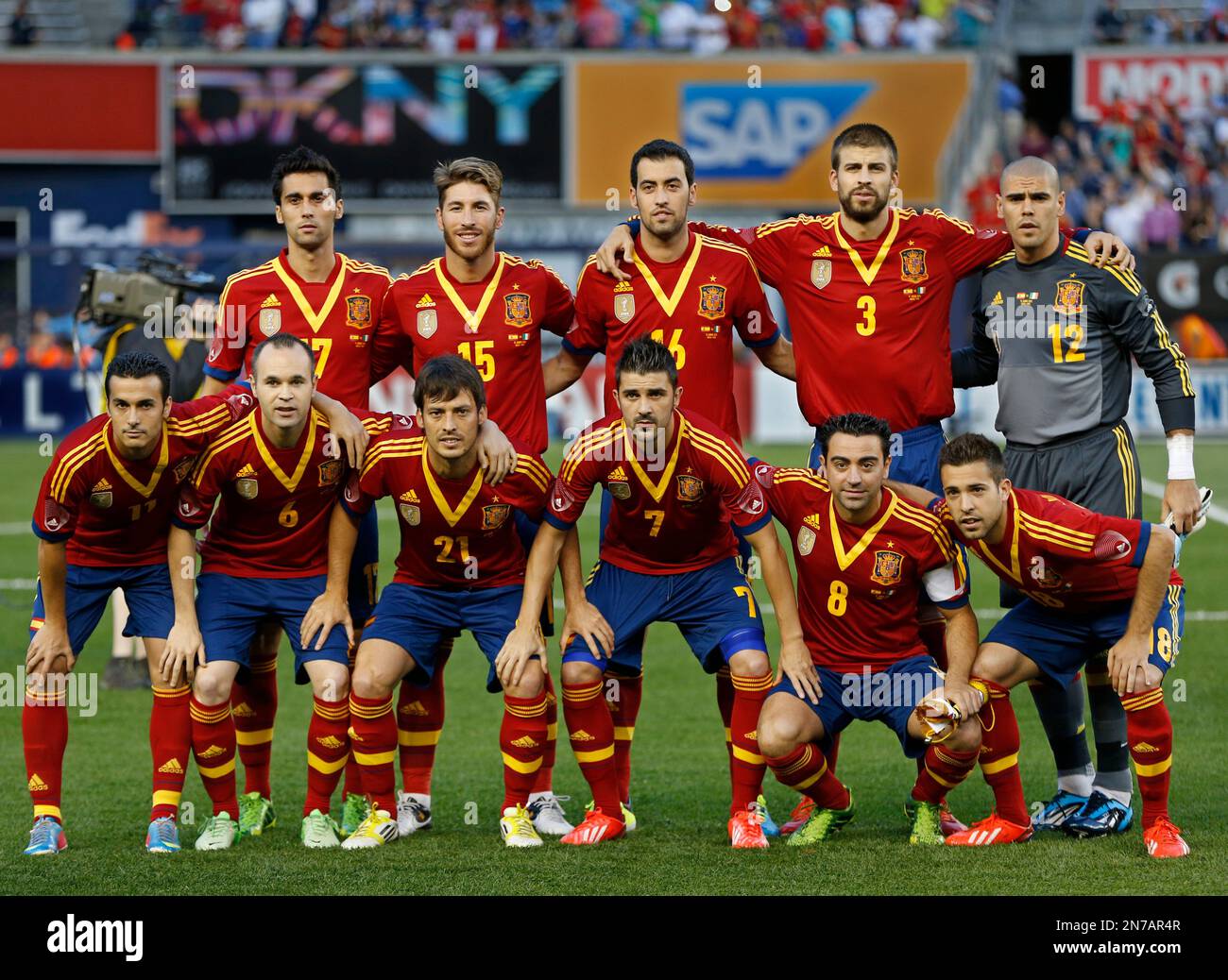 Spain's national soccer team poses for a team portrait before an ...