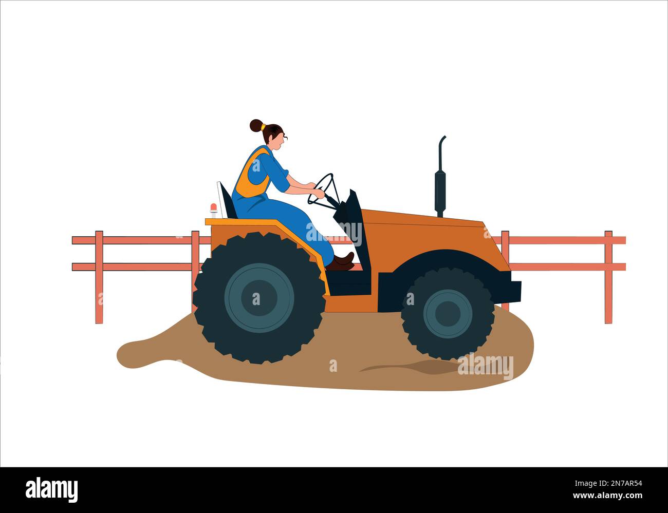 Farmer driving tractor vector cartoon hi-res stock photography and ...