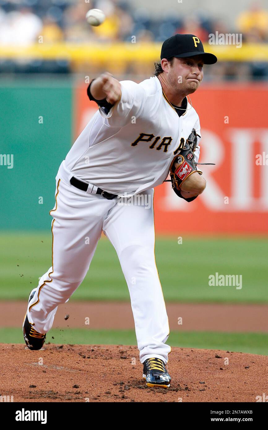 Pittsburgh Pirates starting pitcher Gerrit Cole, pitches in his major ...