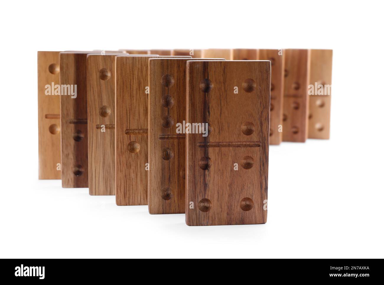 Wooden domino tiles with pips isolated on white Stock Photo - Alamy