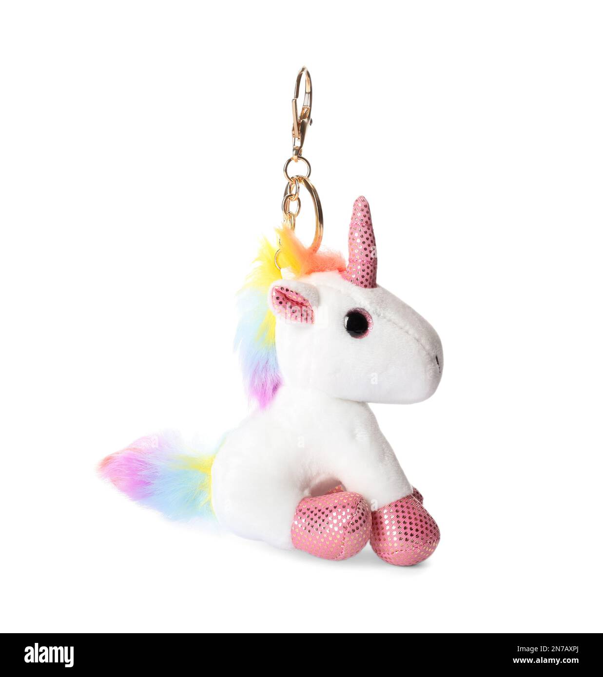 Cute soft unicorn keychain on white background Stock Photo - Alamy