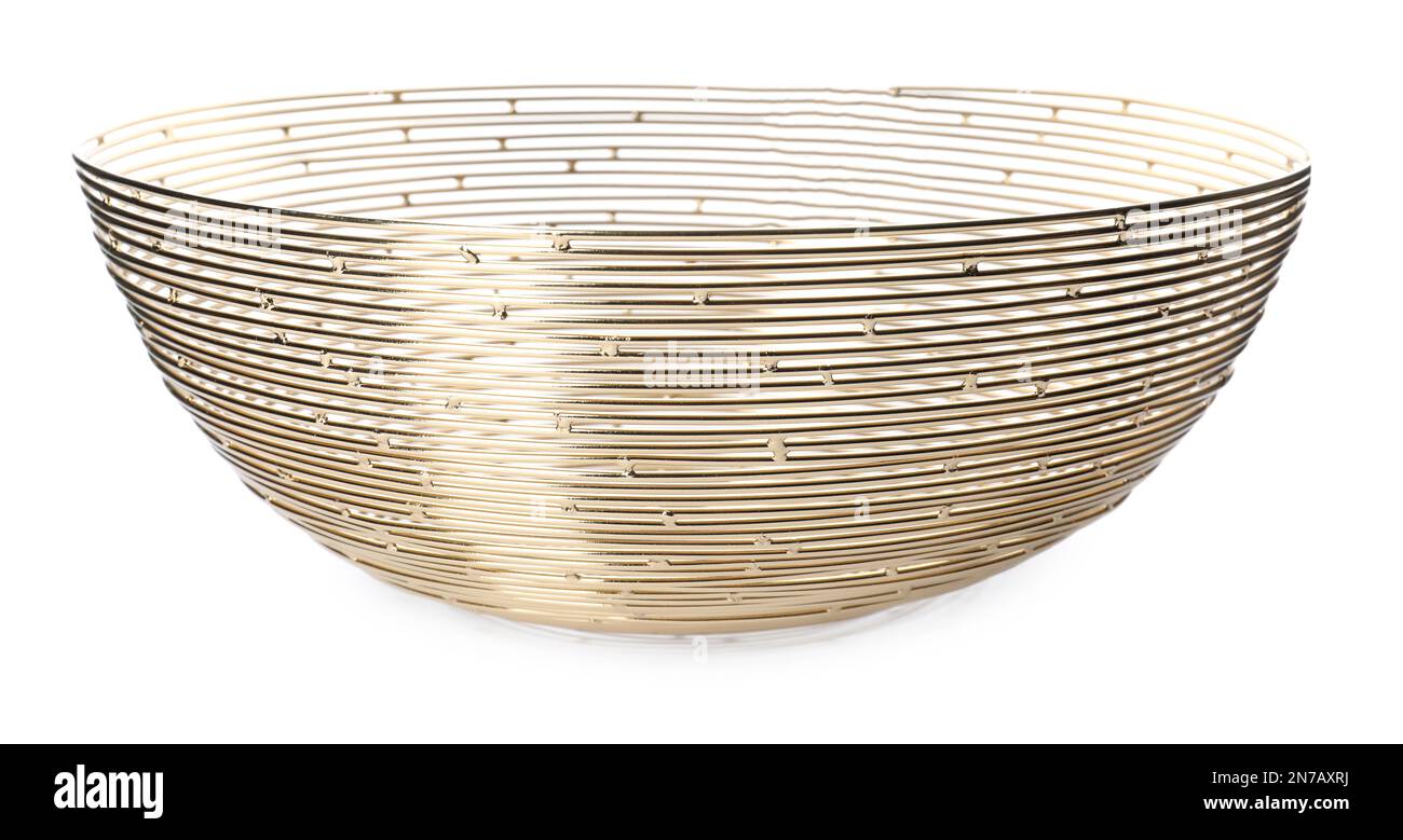 Shiny stylish metal bowl isolated on white Stock Photo - Alamy