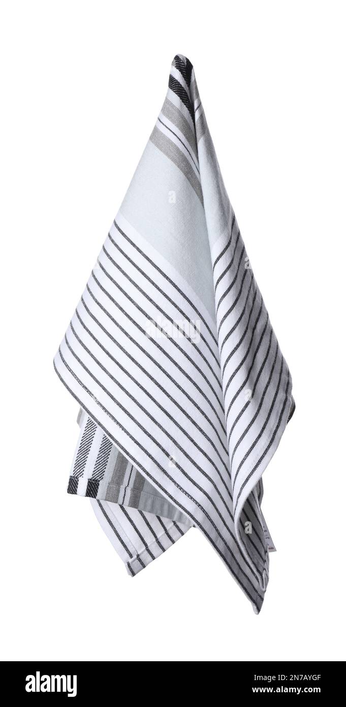 Grey striped fabric napkin isolated on white Stock Photo - Alamy