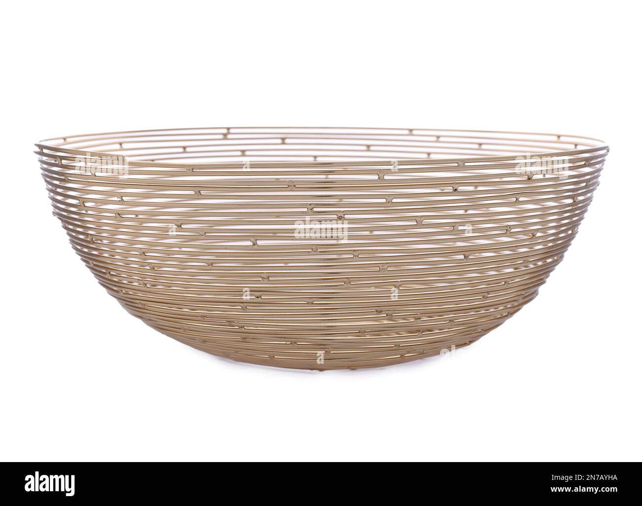 Stylish decorative metal bowl isolated on white Stock Photo - Alamy