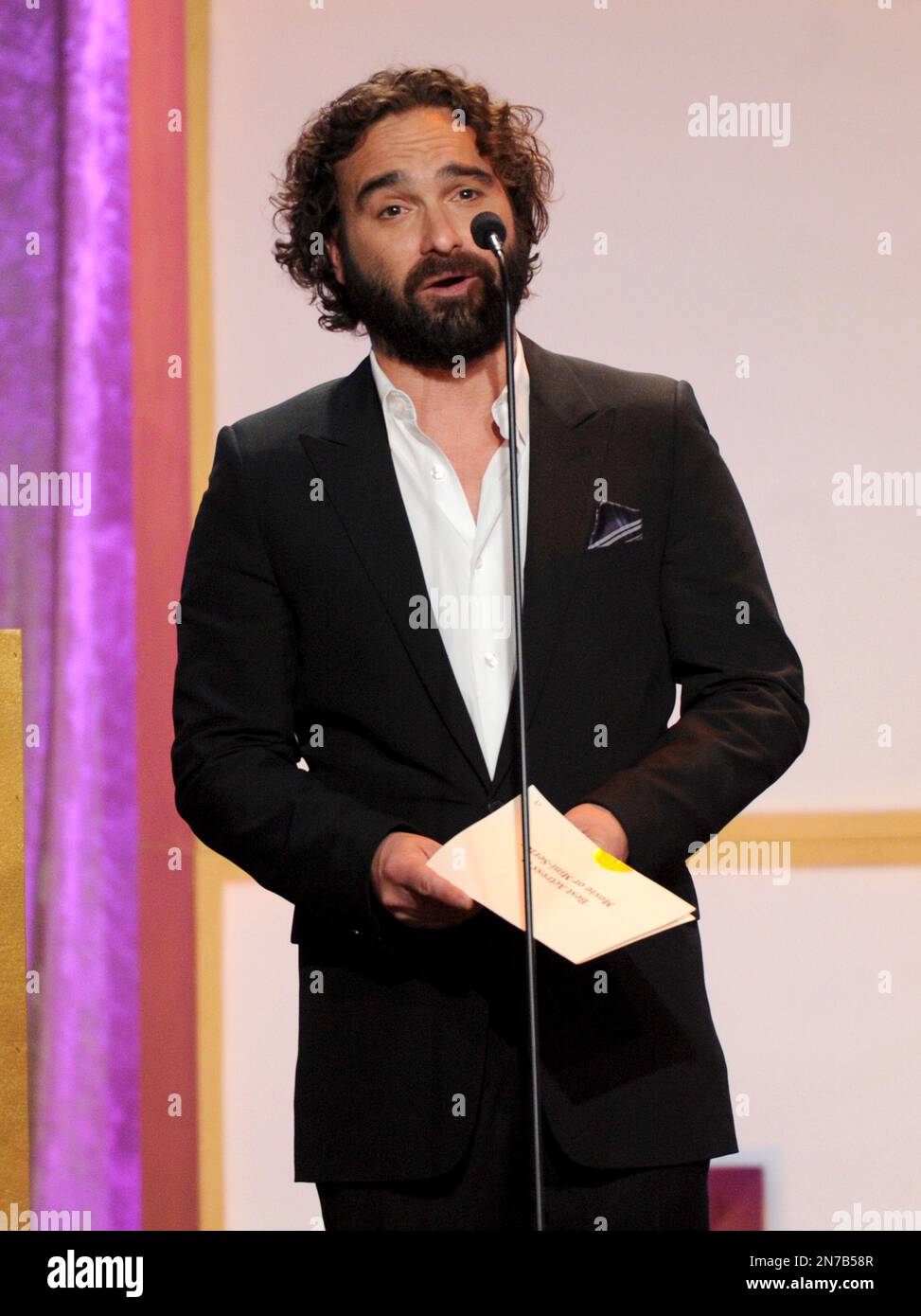 Johnny Galecki speaks on stage at the Critics' Choice Television Awards ...