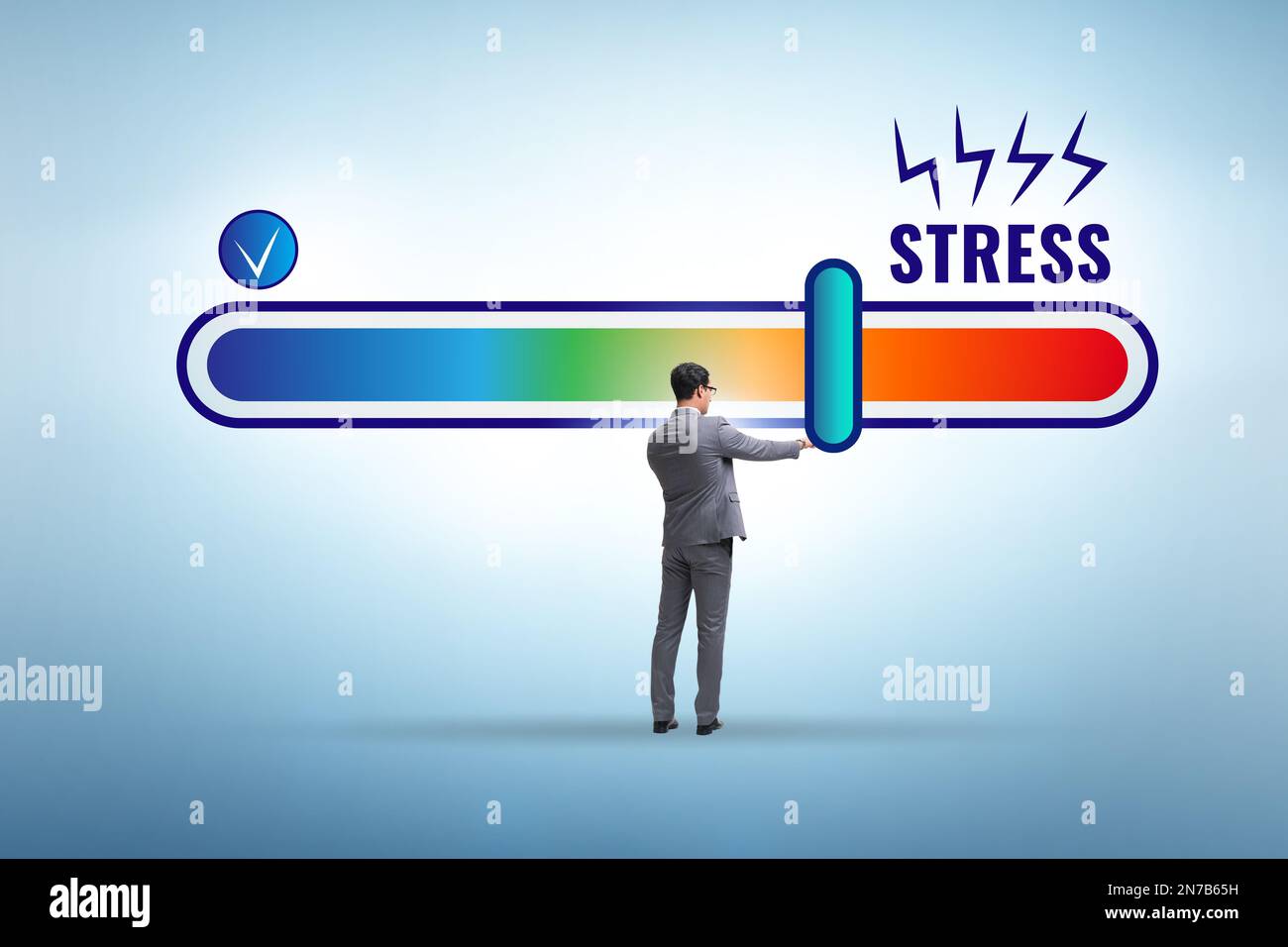 Concept of stress meter with the businessman Stock Photo - Alamy
