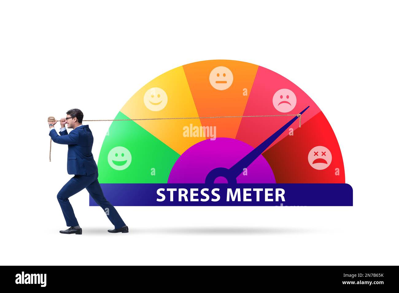 Concept of stress meter with the businessman Stock Photo - Alamy