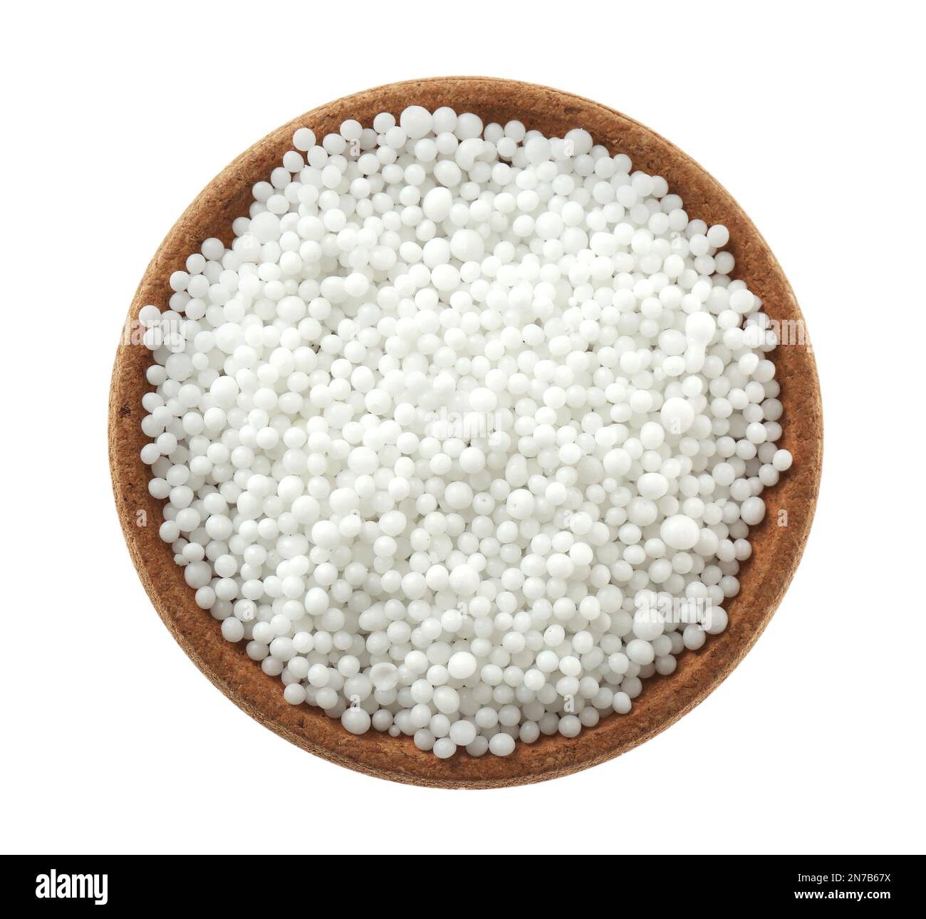 Pellets of ammonium nitrate isolated on white, top view. Mineral ...