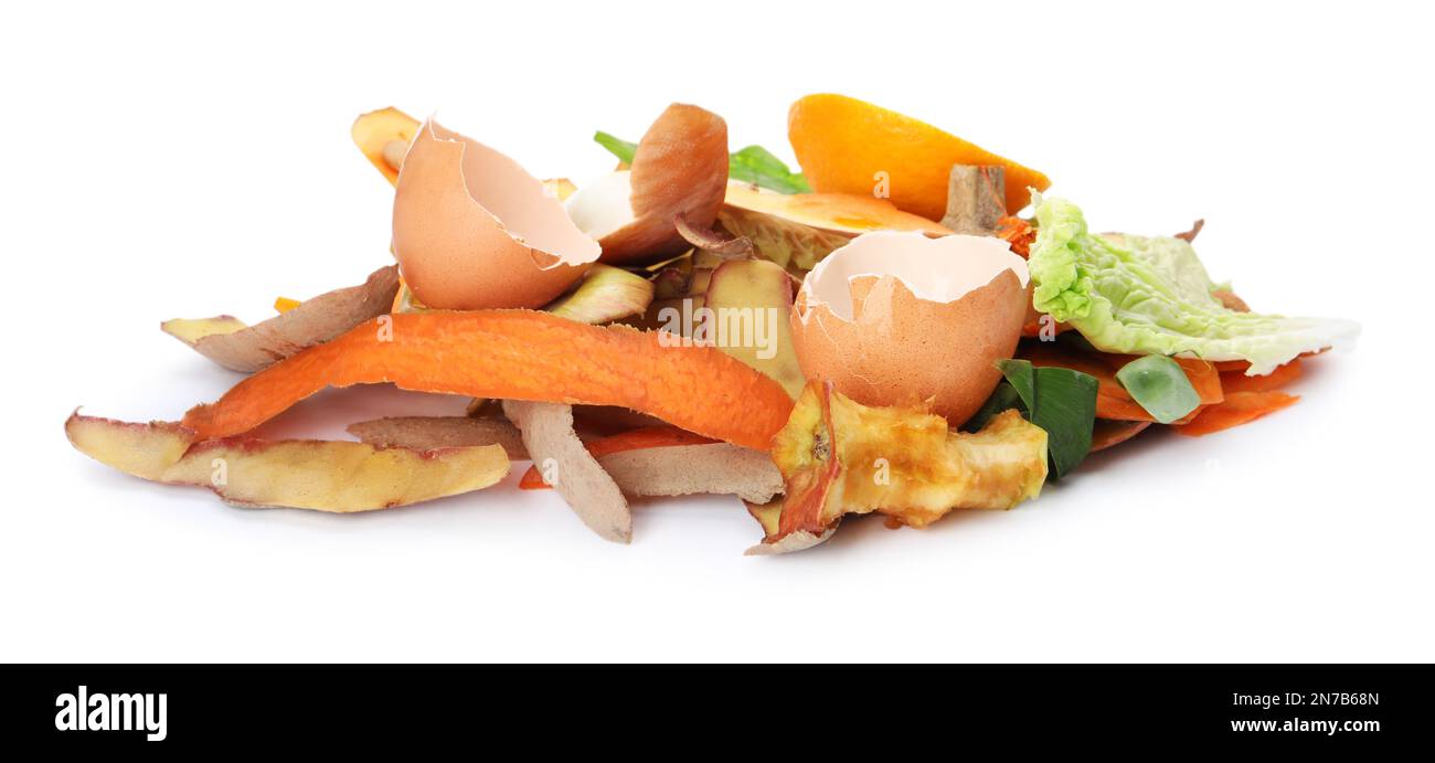 Pile of organic waste for composting on white background Stock Photo ...