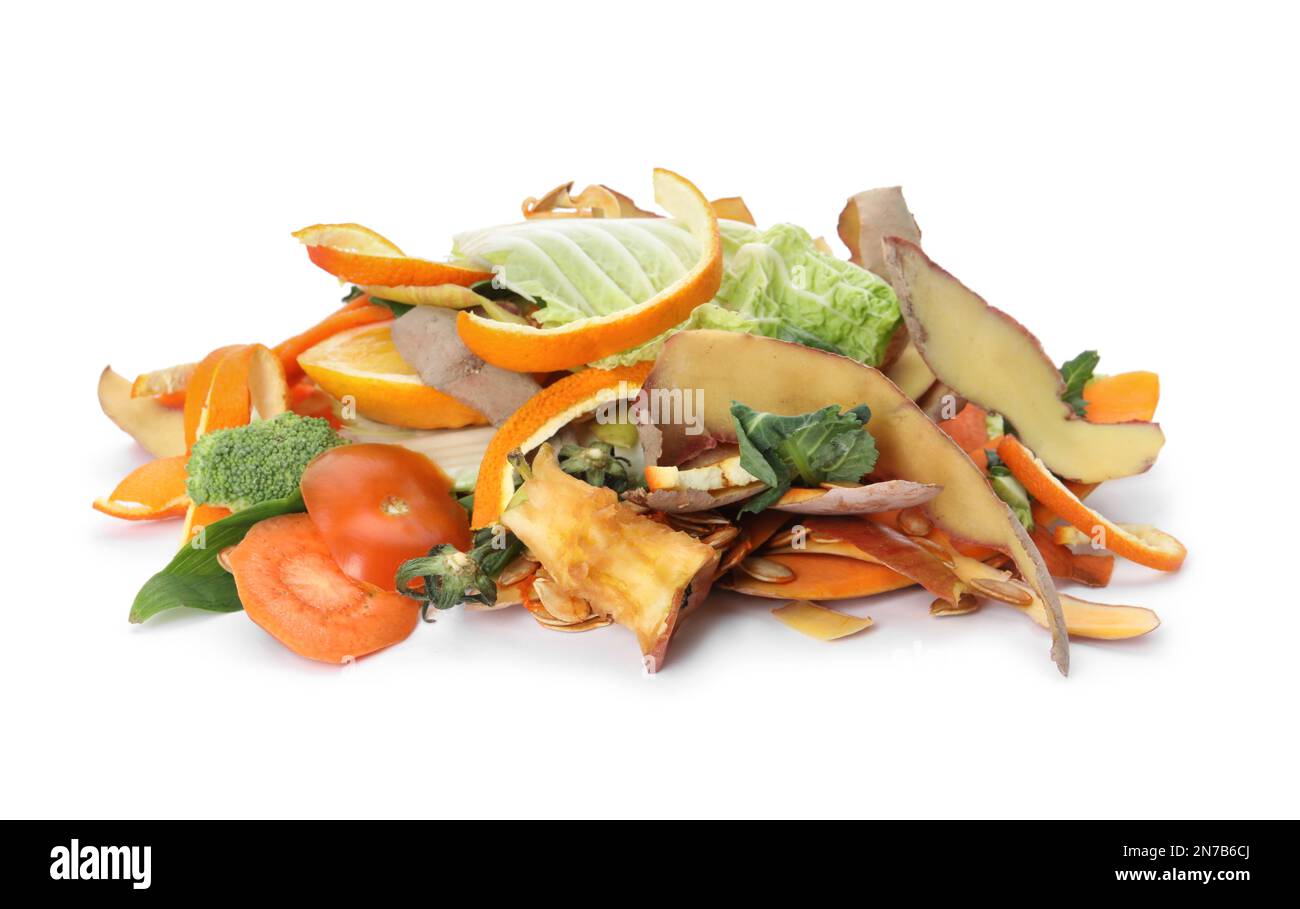 Pile of organic waste for composting on white background Stock Photo ...