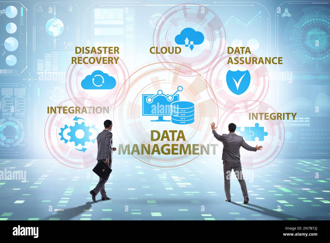 Data management concept with the business people Stock Photo - Alamy