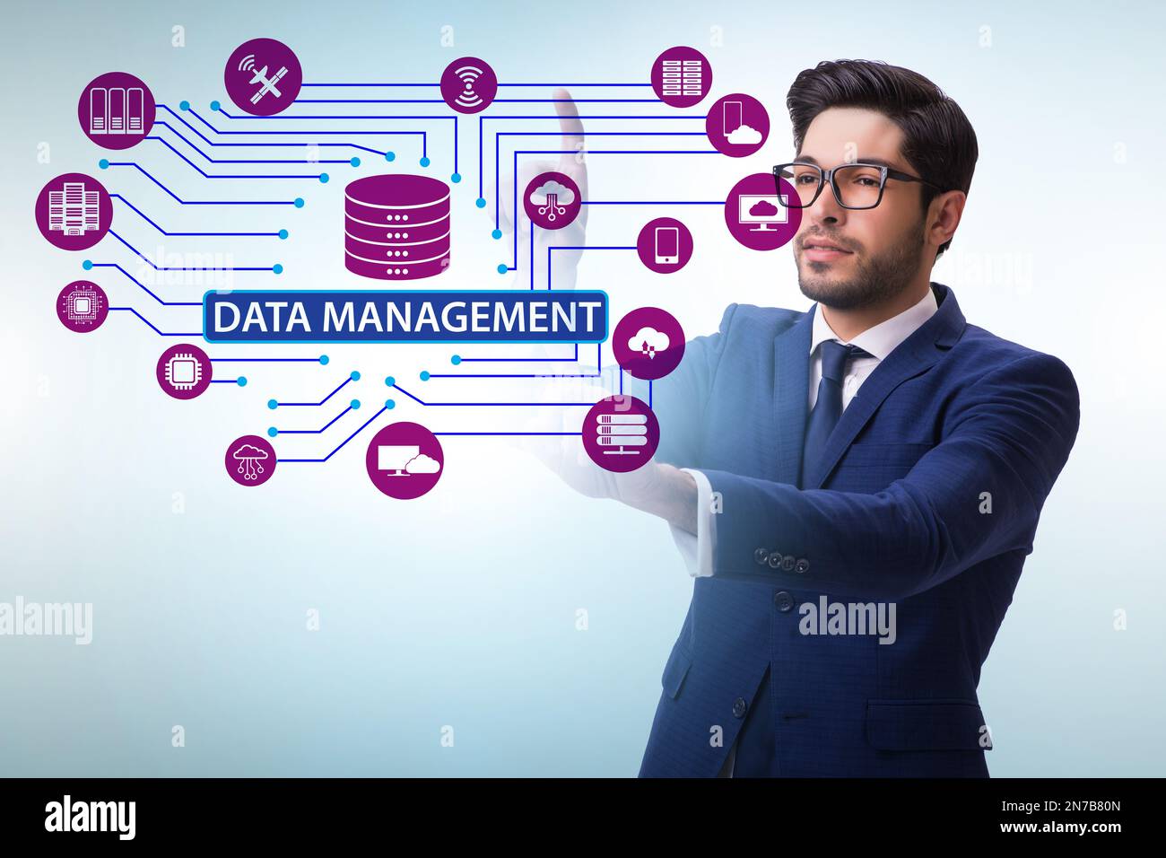 Business people in the data management concept Stock Photo - Alamy