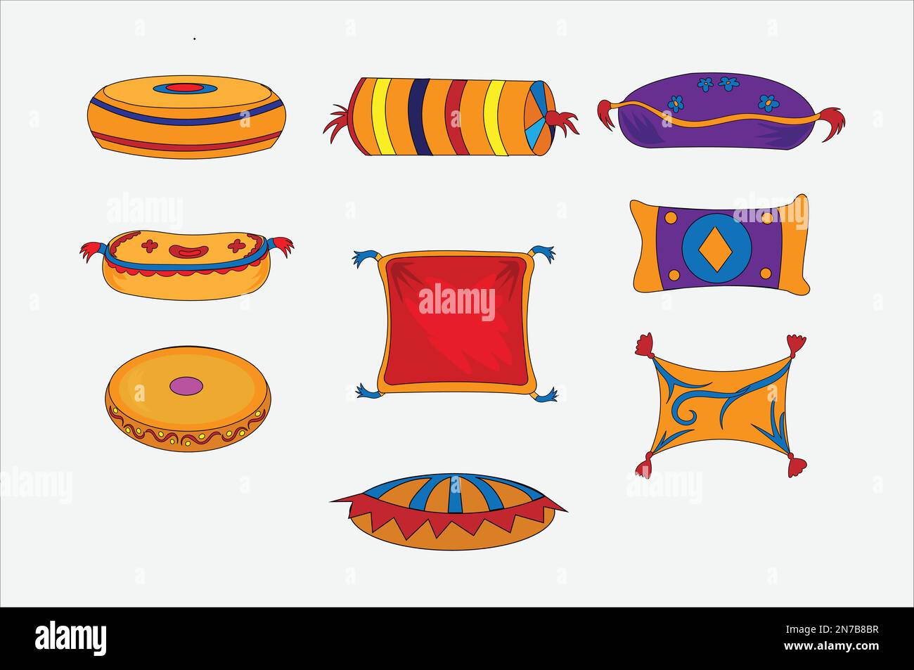 Colorful decorative pillows set vector illustration Stock Vector Image ...