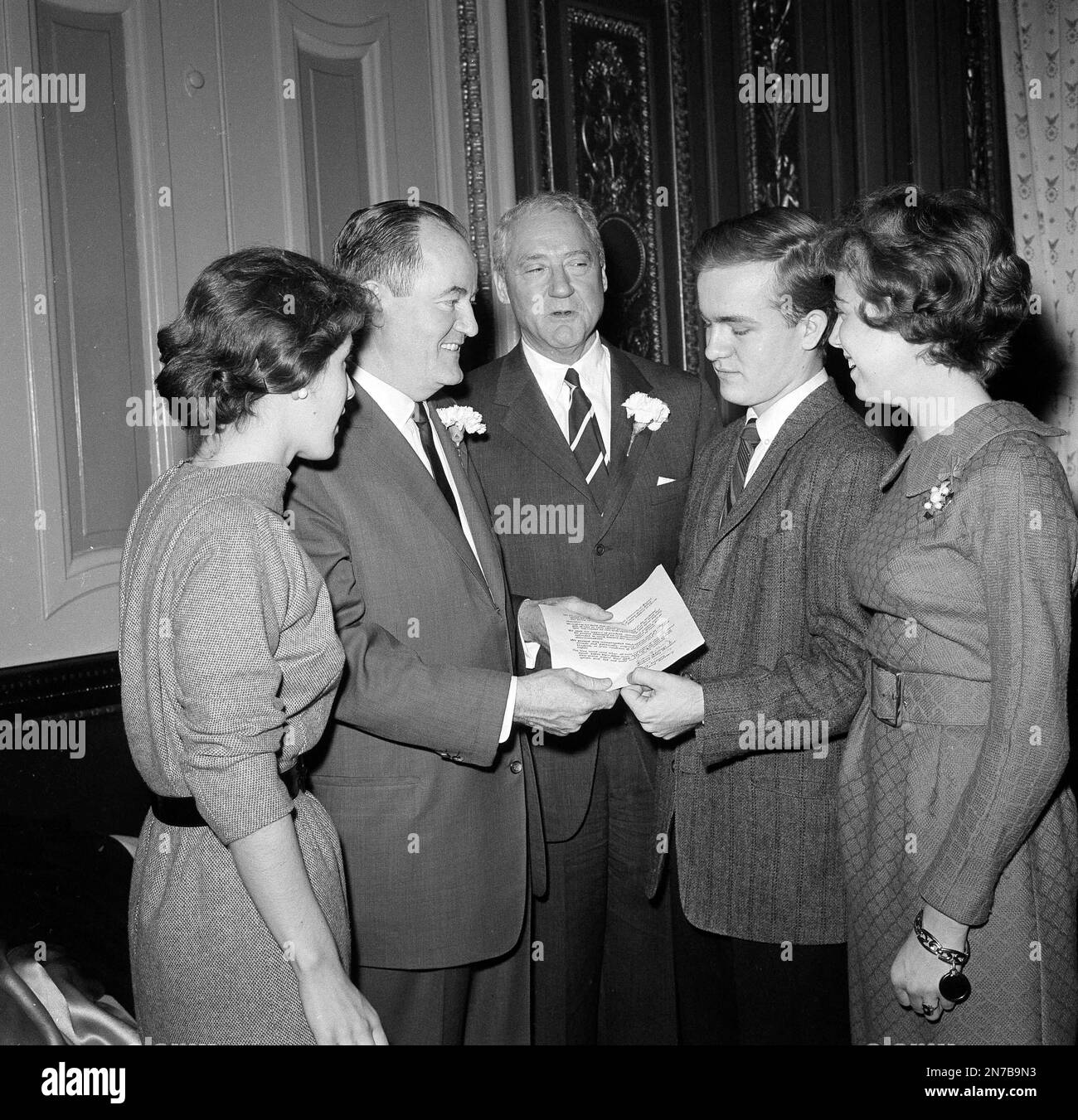Three Catholic University students pose at the Capitol with Senators ...