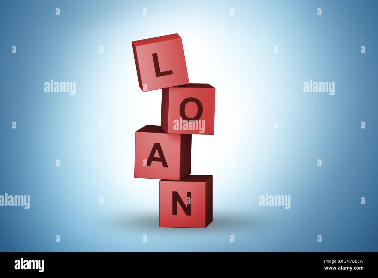 Loan and debt concept with the cubes - 3d rendering Stock Photo - Alamy