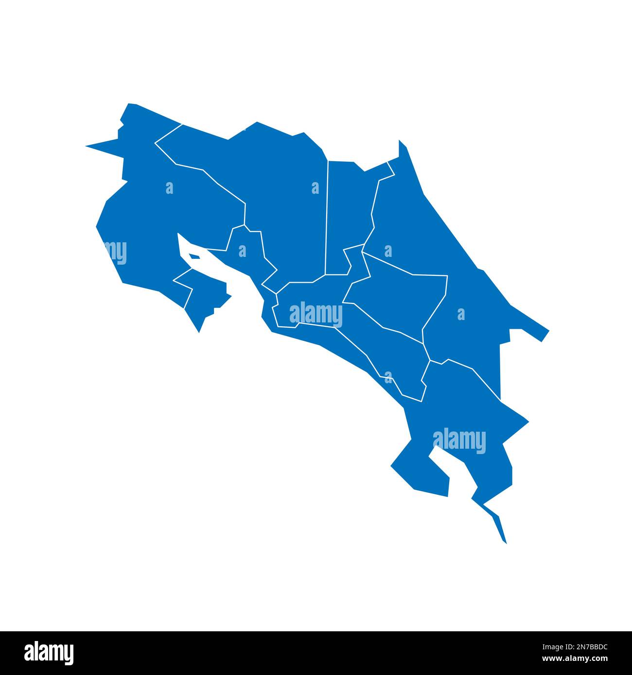 Costa Rica political map of administrative divisions - provinces. Solid ...
