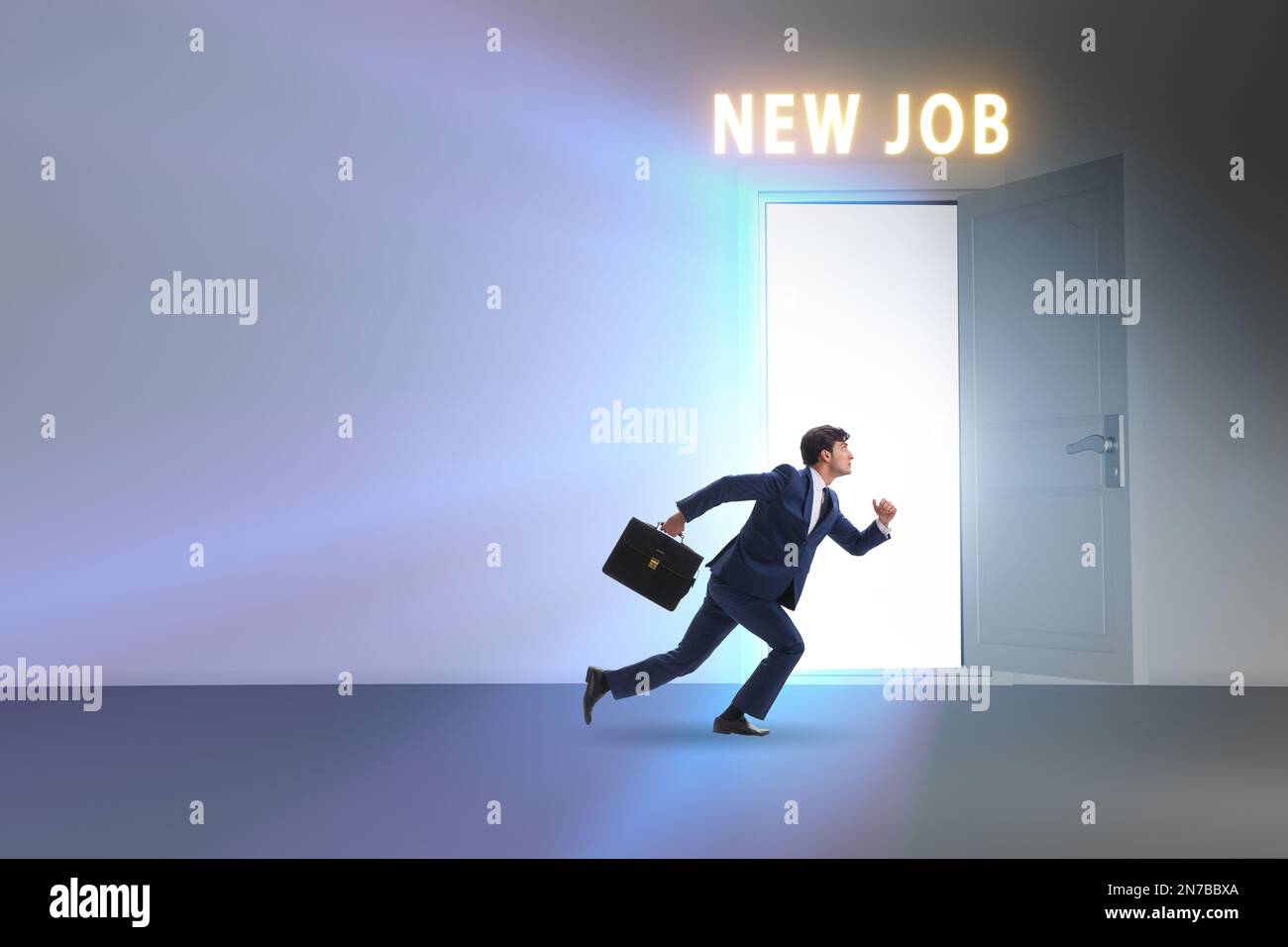 New job concept with the open door Stock Photo - Alamy